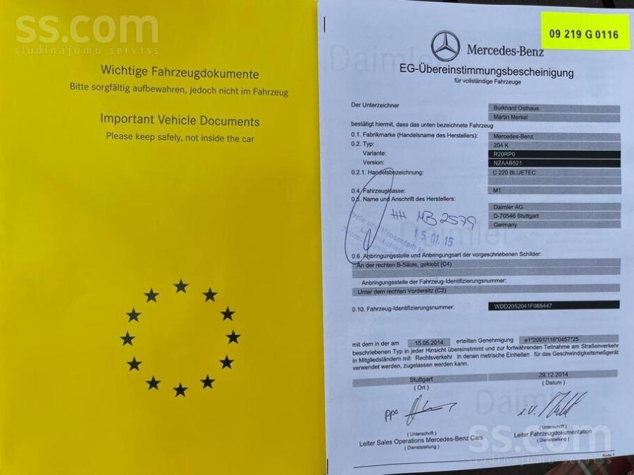 Mercedes-Benz c-220 2015 Rīga, ar dzinēja tilpumu 2.20 L un nobraukumu 125 tūkst. km par 14000 €, foto 17 vietnē AUTOMOTO.COM.LV