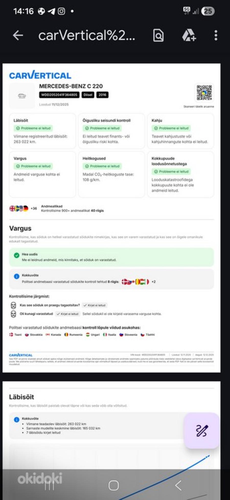 Белый Мерседес Ц 220 2016 в Таллин, объемом двигателя 0.00 л и пробегом 282 тыс. км за 8500 €, фото 31 на AUTOMOTO.COM.LV