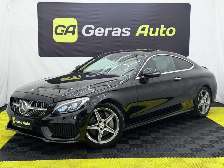 Black Mercedes-Benz C 300 2016 in Vilnius, with an engine capacity of 1.99 L and mileage of 221 thousand km for 19800 €, photo 1 on AUTOMOTO.COM.LV