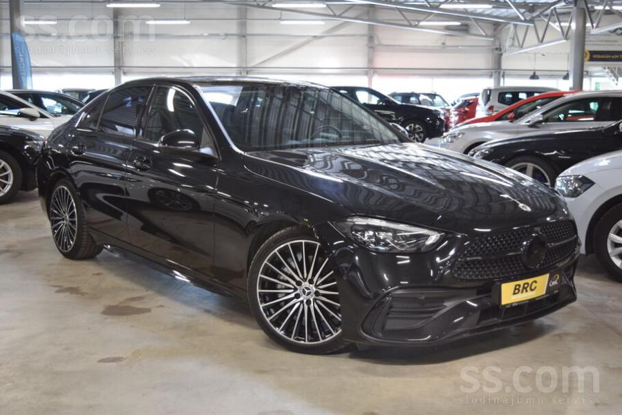 Black Mercedes-Benz C 300 2023 in Riga, with an engine capacity of 2.00 L and mileage of 71 thousand km for 44900 €, photo 1 on AUTOMOTO.COM.LV