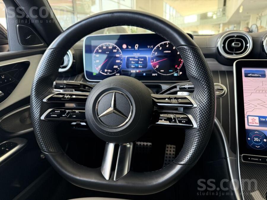 Grey Mercedes-Benz C 300 2022 in Riga, with an engine capacity of 2.00 L and mileage of 22 thousand km for 41500 €, photo 23 on AUTOMOTO.COM.LV