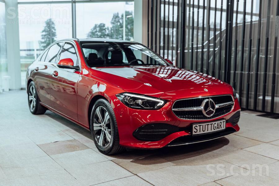 Red Mercedes-Benz C 300 2022 in Riga, with an engine capacity of 2.00 L and mileage of 85 thousand km for 32700 €, photo 1 on AUTOMOTO.COM.LV