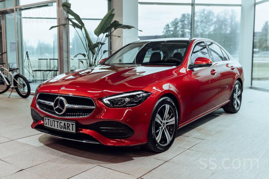 Red Mercedes-Benz C 300 2022 in Riga, with an engine capacity of 2.00 L and mileage of 85 thousand km for 32700 €, photo 4 on AUTOMOTO.COM.LV