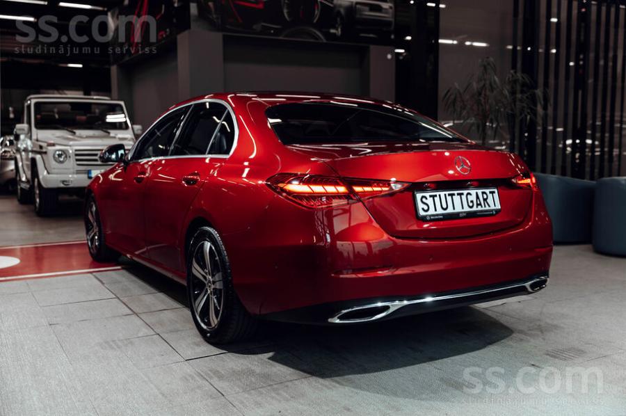 Red Mercedes-Benz C 300 2022 in Riga, with an engine capacity of 2.00 L and mileage of 85 thousand km for 32700 €, photo 7 on AUTOMOTO.COM.LV