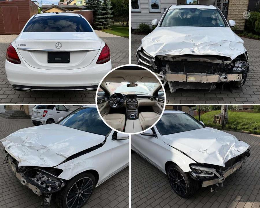 White Mercedes-Benz C 300 2020 in Siauliai, with an engine capacity of 1.99 L and mileage of 90 thousand km for 1 €, photo 1 on AUTOMOTO.COM.LV