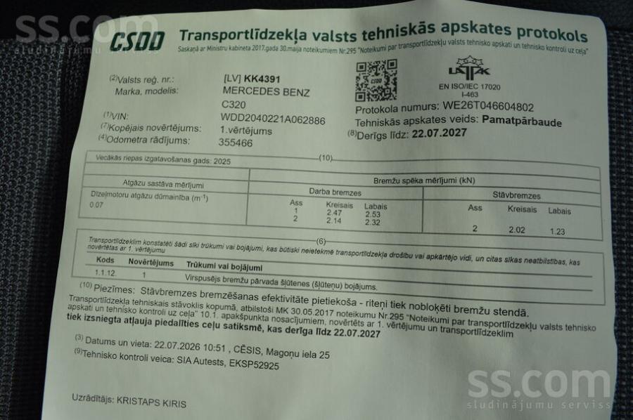 Balts Mercedes-Benz c-320 2007 Cēsis, ar dzinēja tilpumu 3.00 L un nobraukumu 356 tūkst. km par 4600 €, foto 20 vietnē AUTOMOTO.COM.LV