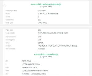 Melns Mercedes-Benz C 350 2015 Kauņa, ar dzinēja tilpumu 1.99 L un nobraukumu 173 tūkst. km par 13500 €, foto 24 vietnē AUTOMOTO.COM.LV