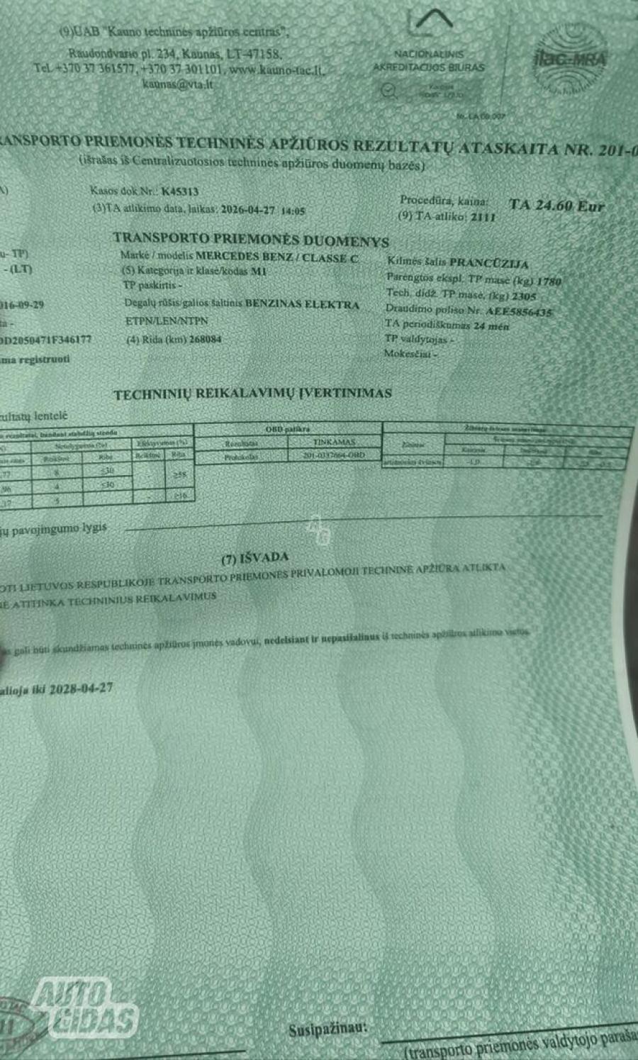 Черный Мерседес Ц 350 2016 в Вильнюс, объемом двигателя 2.00 л и пробегом 267 тыс. км за 14500 €, фото 30 на AUTOMOTO.COM.LV