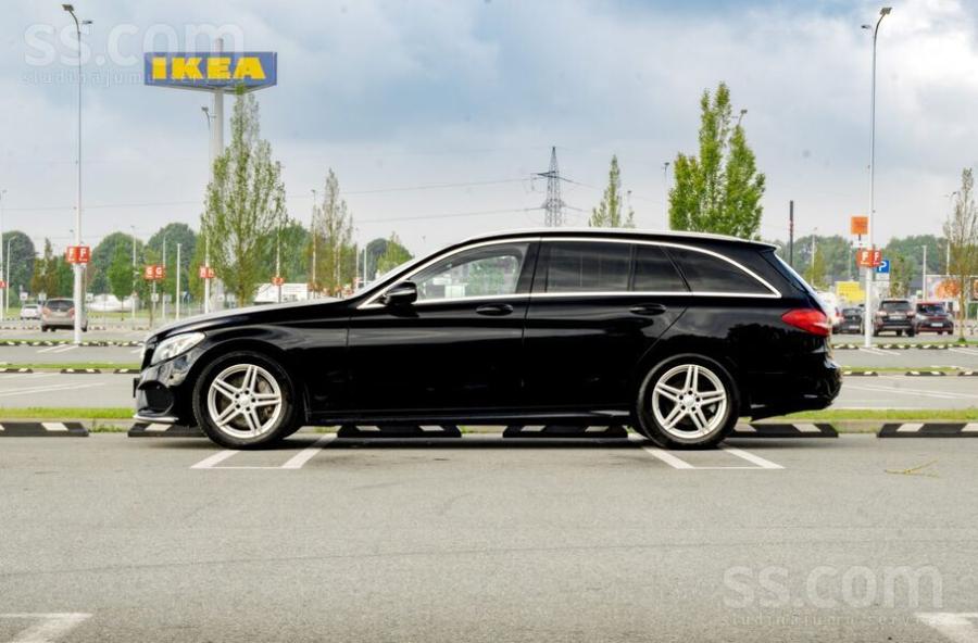 Black Mercedes-Benz C 350 2018 in Riga, with an engine capacity of 2.00 L and mileage of 202 thousand km for 11490 €, photo 6 on AUTOMOTO.COM.LV