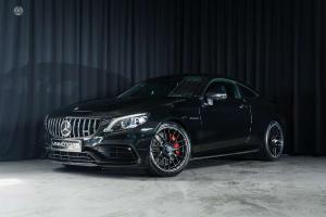Black Mercedes-Benz C 63 AMG 2020 in Vilnius, with an engine capacity of 3.98 L and mileage of 66 thousand km for 51500 €, photo  on AUTOMOTO.COM.LV