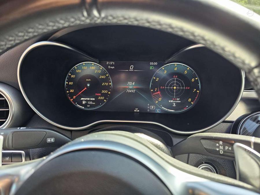 Grey Mercedes-Benz C 63 AMG 2020 in Panevezys, with an engine capacity of 3.98 L and mileage of 71 thousand km for 37000 €, photo 12 on AUTOMOTO.COM.LV