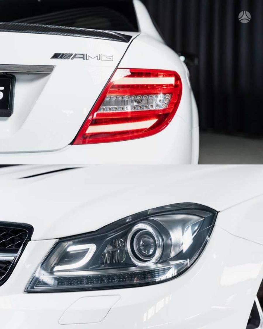 White Mercedes-Benz C 63 AMG 2014 in Vilnius, with an engine capacity of 6.21 L and mileage of 23 thousand km for 48998 €, photo 9 on AUTOMOTO.COM.LV
