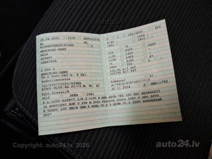 Черный Мерседес Ц-Класс 2025 в Таллин, объемом двигателя 2.00 л и пробегом 49 тыс. км за 34995 €, фото 17 на AUTOMOTO.COM.LV