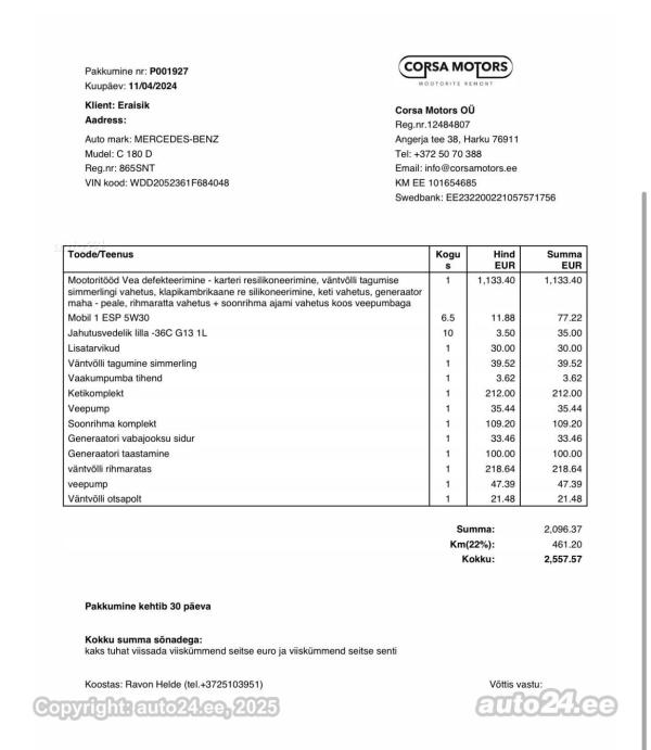 Синий Мерседес Ц-Класс 2017 в Таллин, объемом двигателя 1.60 л и пробегом 220 тыс. км за 12999 €, фото 11 на AUTOMOTO.COM.LV
