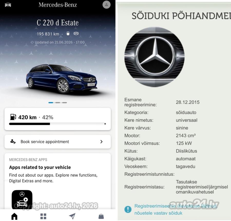 Mercedes-Benz C-Class 2015 Tallina, ar dzinēja tilpumu 2.10 L un nobraukumu 195 tūkst. km par 13790 €, foto 22 vietnē AUTOMOTO.COM.LV