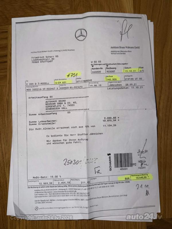 Mercedes-Benz C-Class 2019 in Tallinn, with an engine capacity of 2.00 L and mileage of 128 thousand km for 22500 €, photo 10 on AUTOMOTO.COM.LV