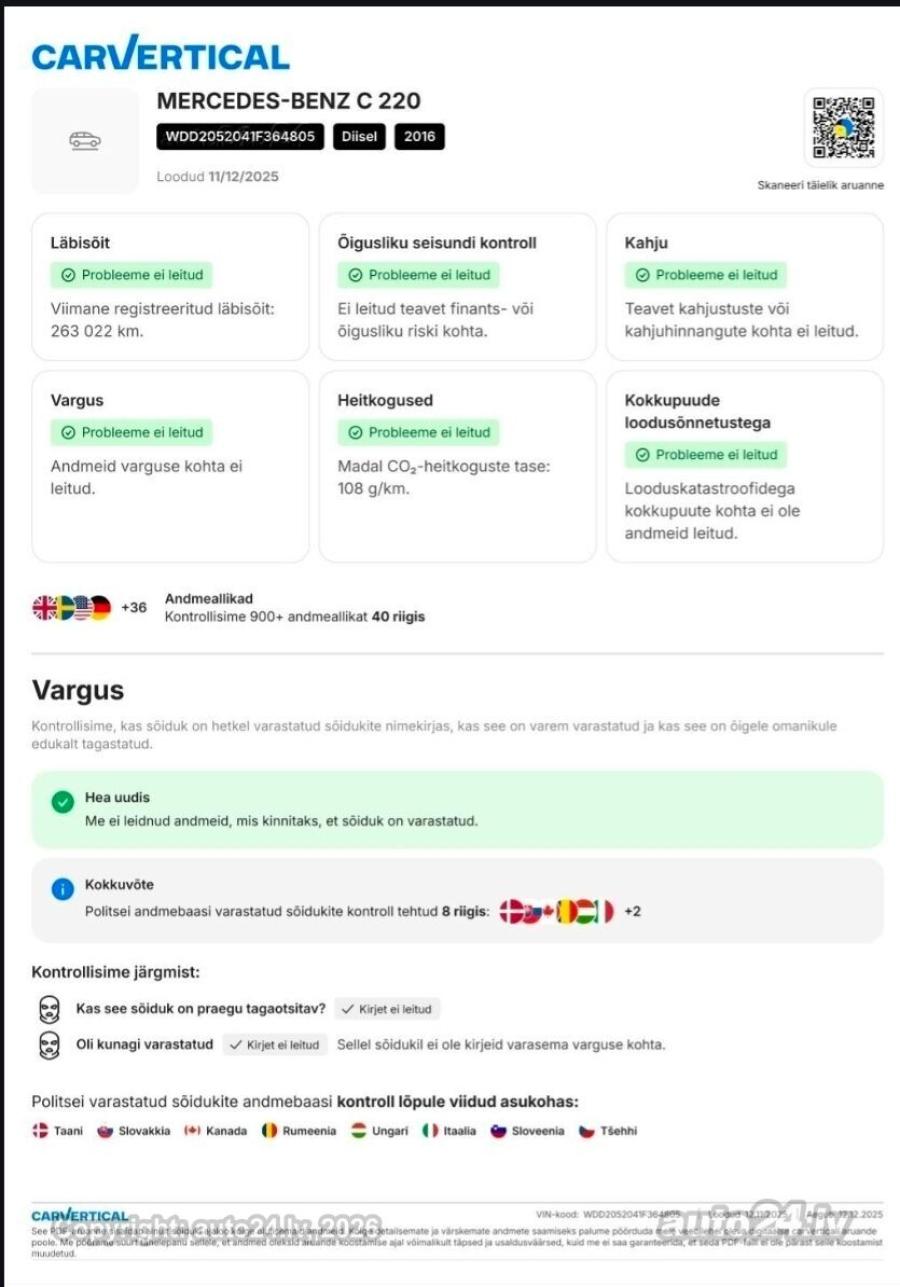 Balts Mercedes-Benz C-Class 2016 Tallina, ar dzinēja tilpumu 2.10 L un nobraukumu 280 tūkst. km par 8200 €, foto 12 vietnē AUTOMOTO.COM.LV