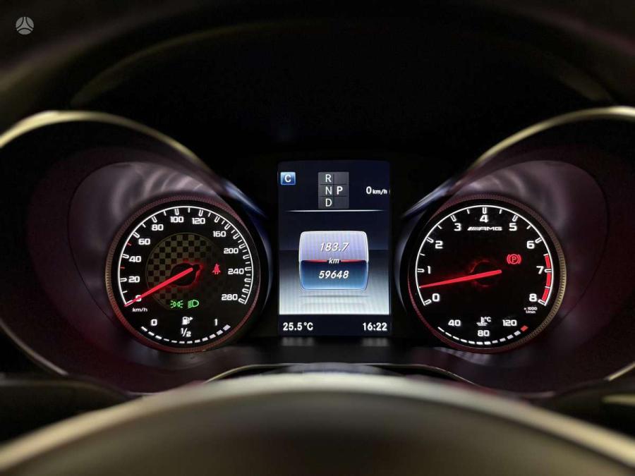 Black Mercedes-Benz C43 AMG 2017 in Vilnius, with an engine capacity of 3.00 L and mileage of 60 thousand km for 26900 €, photo 25 on AUTOMOTO.COM.LV