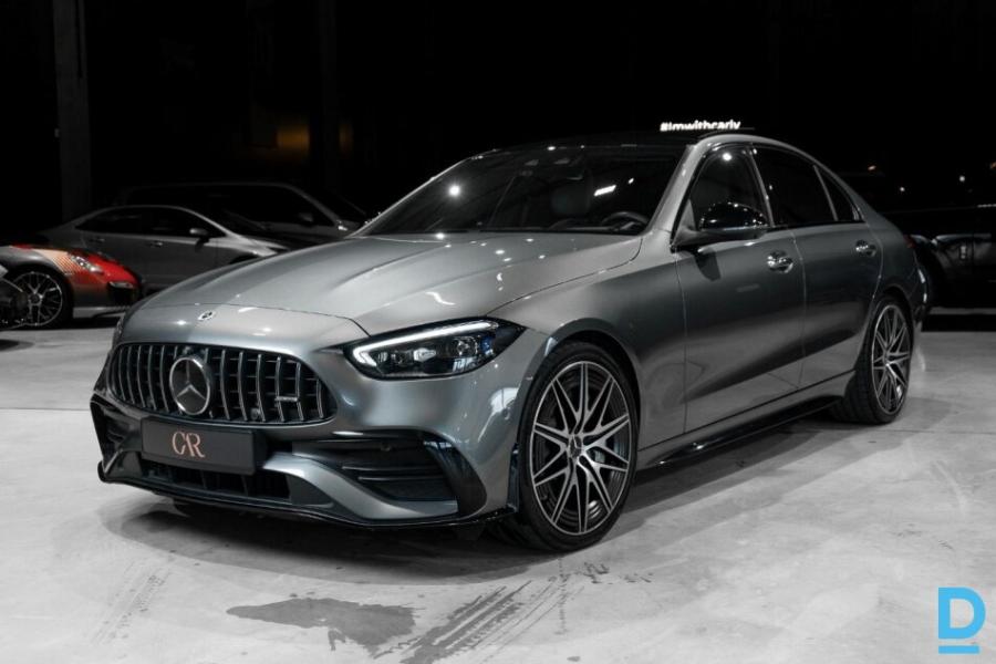 Grey Mercedes-Benz C43 AMG 2023 in Marupe, with an engine capacity of 2.00 L and mileage of 25 thousand km for 66500 €, photo 1 on AUTOMOTO.COM.LV