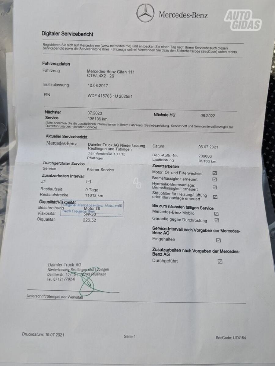 Grey Mercedes-Benz Citan 2017 in Ramuciai, with an engine capacity of 1.50 L and mileage of 218 thousand km for 7450 €, photo 18 on AUTOMOTO.COM.LV