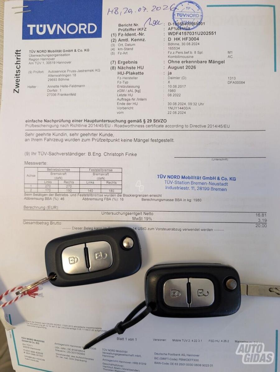 Grey Mercedes-Benz Citan 2017 in Ramuciai, with an engine capacity of 1.50 L and mileage of 218 thousand km for 7450 €, photo 20 on AUTOMOTO.COM.LV