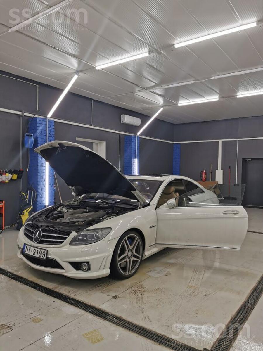 White Mercedes-Benz cl-63-amg 2008 in Riga, with an engine capacity of 6.20 L and mileage of 140 thousand km for 29000 €, photo 13 on AUTOMOTO.COM.LV
