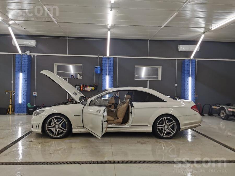 White Mercedes-Benz cl-63-amg 2008 in Riga, with an engine capacity of 6.20 L and mileage of 140 thousand km for 29000 €, photo 14 on AUTOMOTO.COM.LV