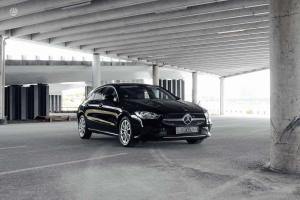 Black Mercedes-Benz CLA 180 2022 in Kaunas, with an engine capacity of 1.95 L and mileage of 101 thousand km for 18400 €, photo  on AUTOMOTO.COM.LV