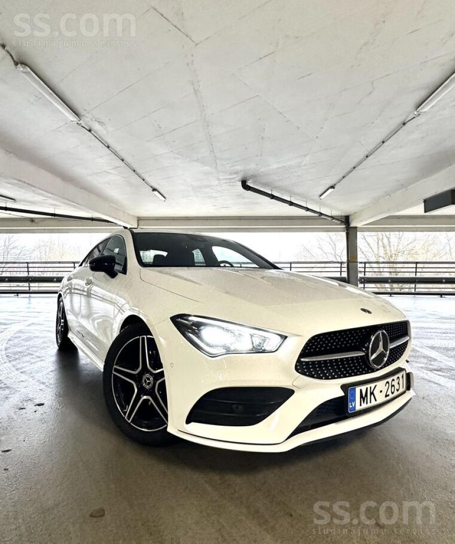 White Mercedes-Benz CLA 180 2020 in Riga, with an engine capacity of 1.40 L and mileage of 72 thousand km for 26500 €, photo 1 on AUTOMOTO.COM.LV