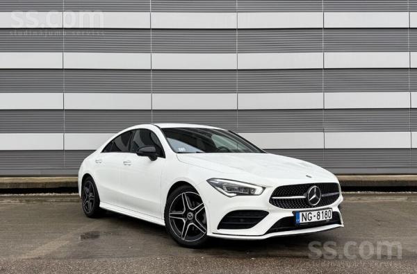 White Mercedes-Benz CLA 180 2022 in Riga, with an engine capacity of 1.30 L and mileage of 43 thousand km for 29950 €, photo 1 on AUTOMOTO.COM.LV