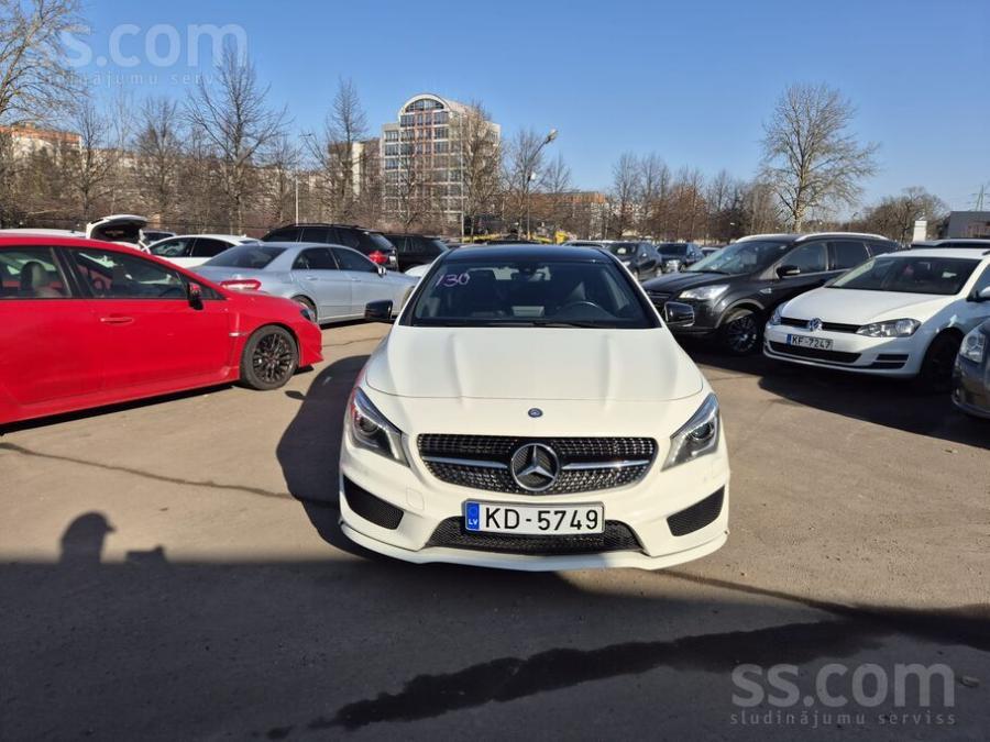 White Mercedes-Benz CLA 180 2015 in Riga, with an engine capacity of 1.60 L and mileage of 56 thousand km for 18990 €, photo 3 on AUTOMOTO.COM.LV