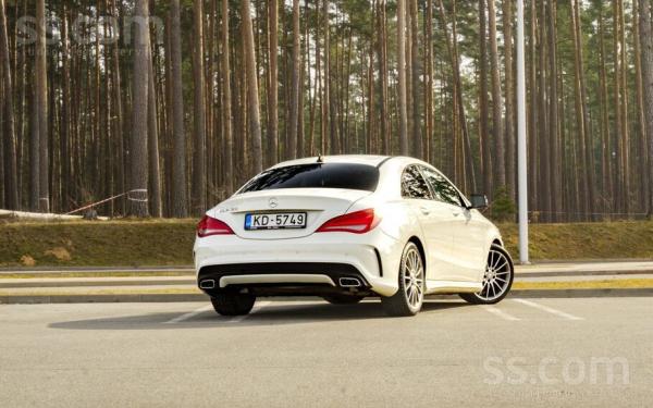 White Mercedes-Benz CLA 180 2015 in Riga, with an engine capacity of 1.60 L and mileage of 56 thousand km for 15590 €, photo 6 on AUTOMOTO.COM.LV