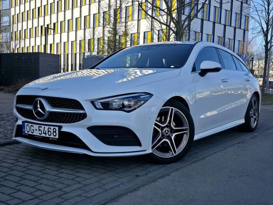 White Mercedes-Benz CLA 180 2020 in Riga, with an engine capacity of 1.40 L and mileage of 201 thousand km for 16490 €, photo 1 on AUTOMOTO.COM.LV