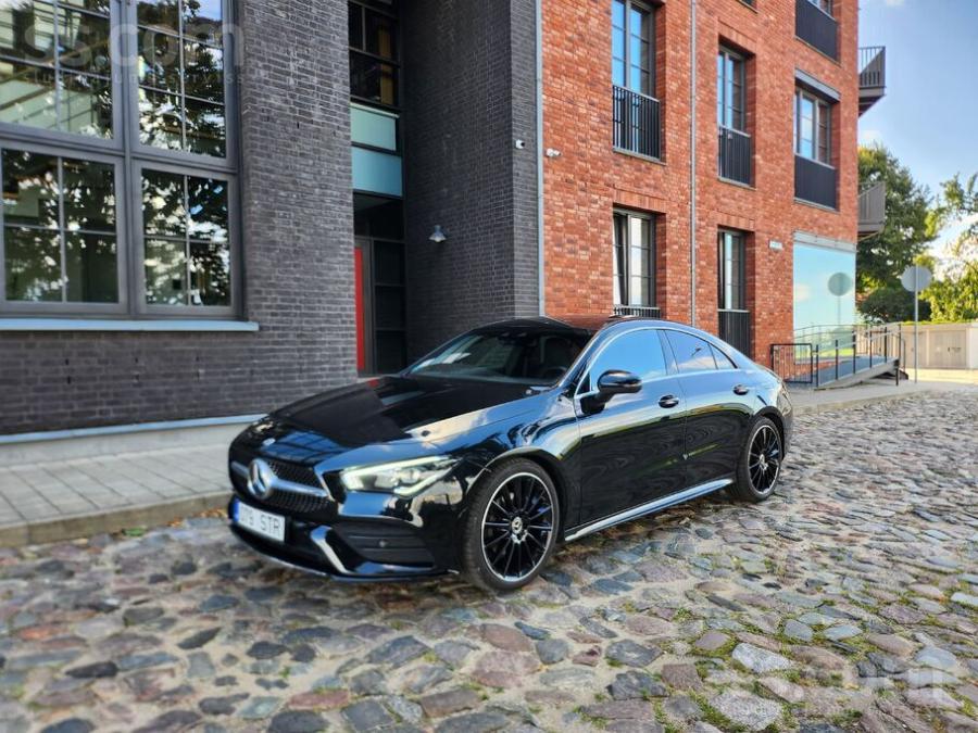 Black Mercedes-Benz CLA 200 2021 in Riga, with an engine capacity of 1.40 L and mileage of 50 thousand km for 31450 €, photo 2 on AUTOMOTO.COM.LV