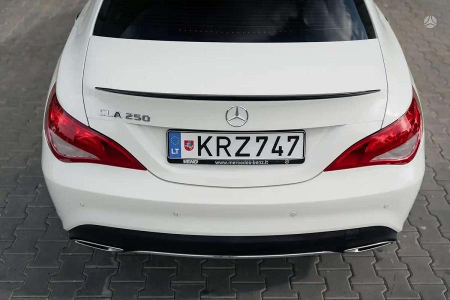 White Mercedes-Benz CLA 250 2017 in Vilnius, with an engine capacity of 1.99 L and mileage of 109 thousand km for 13000 €, photo 11 on AUTOMOTO.COM.LV