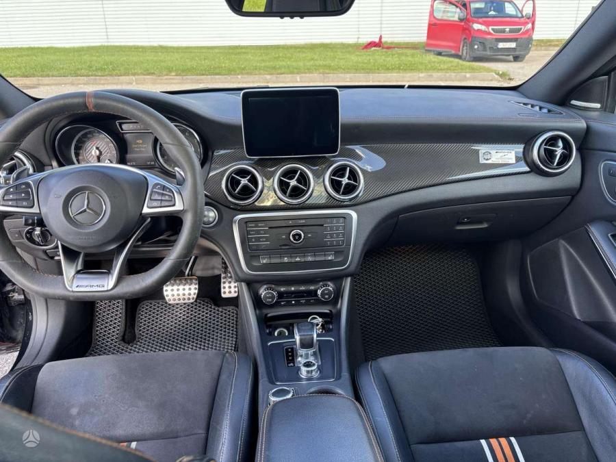 Black Mercedes-Benz CLA 45 AMG 2016 in Vilnius, with an engine capacity of 1.99 L and mileage of 150 thousand km for 29500 €, photo 9 on AUTOMOTO.COM.LV