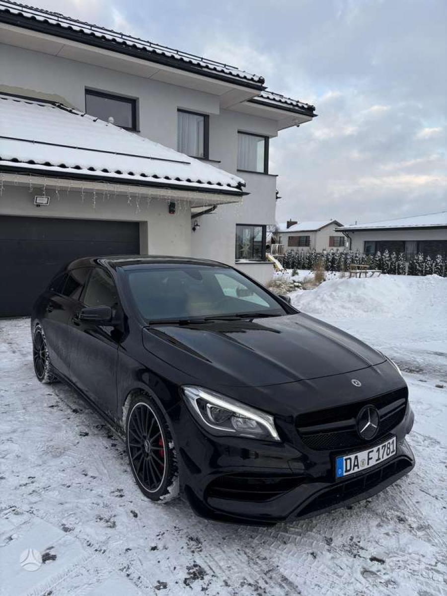 Black Mercedes-Benz CLA 45 AMG 2017 in Vilnius, with an engine capacity of 1.99 L and mileage of 211 thousand km for 23700 €, photo 3 on AUTOMOTO.COM.LV