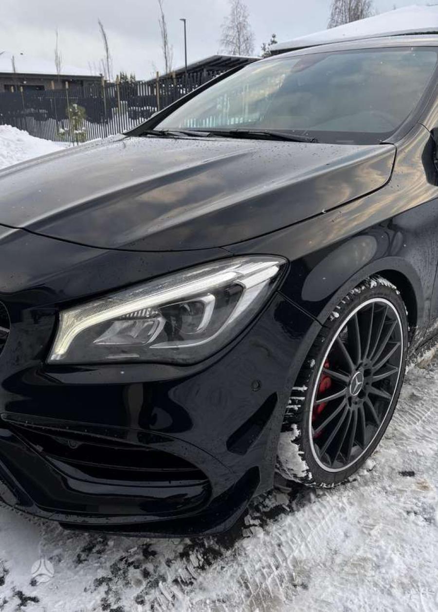 Black Mercedes-Benz CLA 45 AMG 2017 in Vilnius, with an engine capacity of 1.99 L and mileage of 211 thousand km for 23700 €, photo 11 on AUTOMOTO.COM.LV