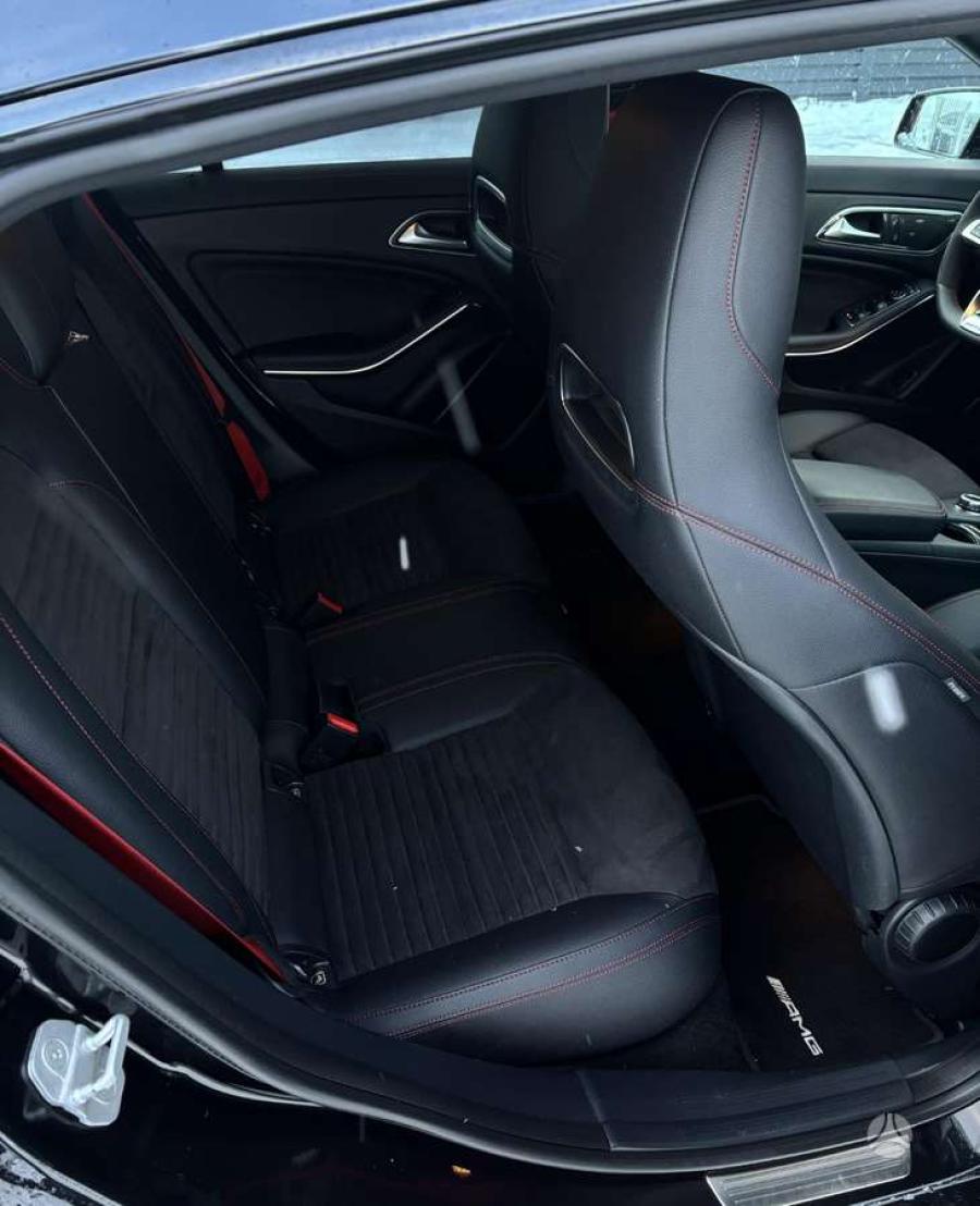 Black Mercedes-Benz CLA 45 AMG 2017 in Vilnius, with an engine capacity of 1.99 L and mileage of 211 thousand km for 23700 €, photo 17 on AUTOMOTO.COM.LV