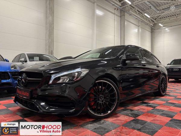Black Mercedes-Benz CLA 45 AMG 2017 in Vilnius, with an engine capacity of 1.99 L and mileage of 211 thousand km for 24990 €, photo 1 on AUTOMOTO.COM.LV