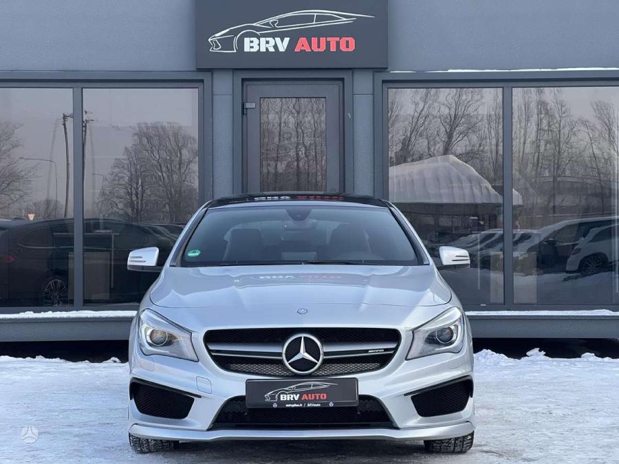 Grey Mercedes-Benz CLA 45 AMG 2015 in Kedainiai, with an engine capacity of 1.99 L and mileage of 226 thousand km for 19650 €, photo 3 on AUTOMOTO.COM.LV