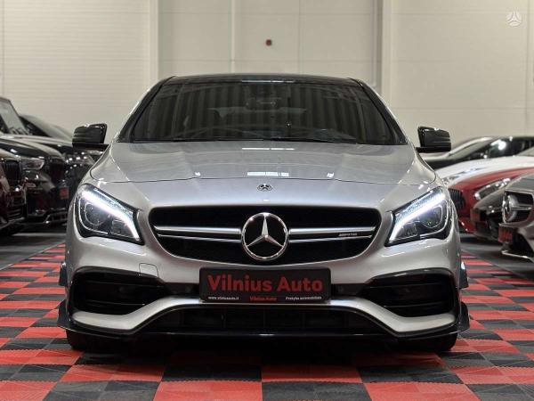 Grey Mercedes-Benz CLA 45 AMG 2018 in Vilnius, with an engine capacity of 1.99 L and mileage of 94 thousand km for 26490 €, photo 2 on AUTOMOTO.COM.LV