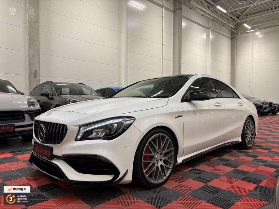 Balts Mercedes-Benz CLA 45 AMG 2019 Viļņa, ar dzinēja tilpumu 1.99 L un nobraukumu 122 tūkst. km par 24900 €, foto 1 vietnē AUTOMOTO.COM.LV