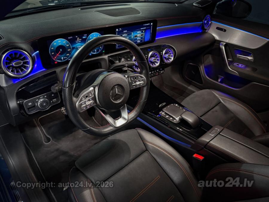 Blue Mercedes-Benz CLA-Class 2021 in Tallinn, with an engine capacity of 1.30 L and mileage of 64 thousand km for 27900 €, photo 5 on AUTOMOTO.COM.LV