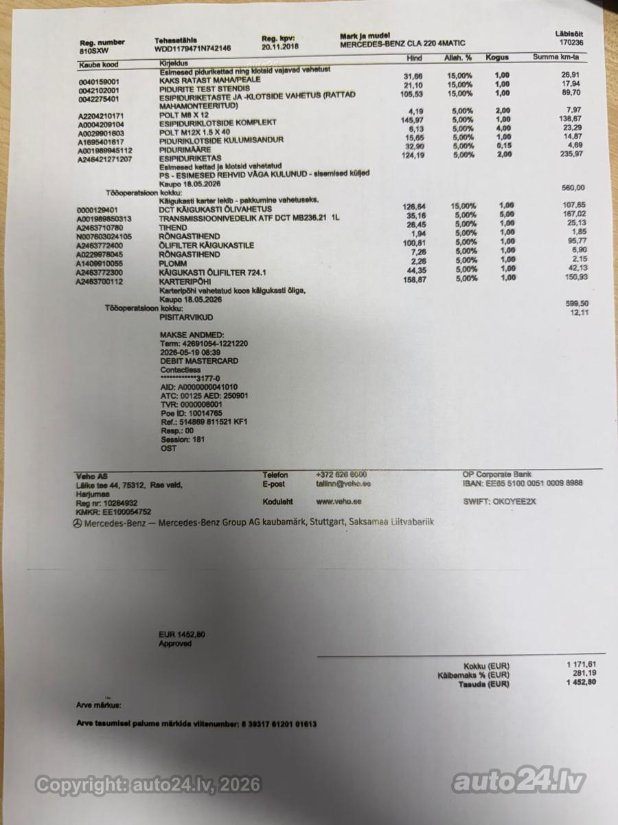 Balts Mercedes-Benz CLA-Class 2018 Tallina, ar dzinēja tilpumu 2.00 L un nobraukumu 170 tūkst. km par 21000 €, foto 9 vietnē AUTOMOTO.COM.LV