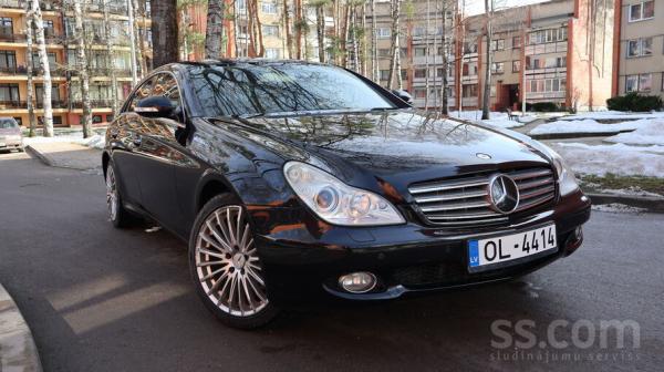 Black Mercedes-Benz CLS 320 2007 in Riga, with an engine capacity of 3.00 L and mileage of 0 thousand km for 5490 €, photo 2 on AUTOMOTO.COM.LV