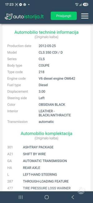 Black Mercedes-Benz CLS 350 2012 in Prienai, with an engine capacity of 2.99 L and mileage of 299 thousand km for 11700 €, photo 31 on AUTOMOTO.COM.LV