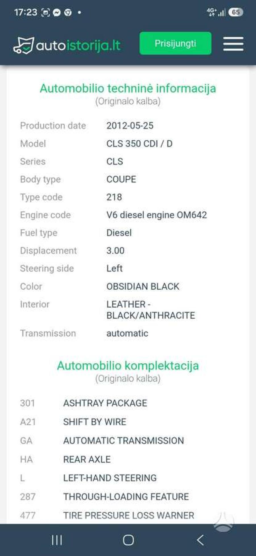 Black Mercedes-Benz CLS 350 2012 in Prienai, with an engine capacity of 2.99 L and mileage of 299 thousand km for 11700 €, photo 31 on AUTOMOTO.COM.LV