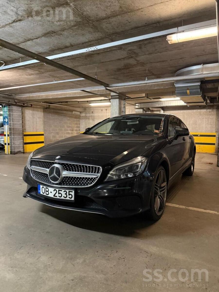 Black Mercedes-Benz CLS 350 2015 in Riga, with an engine capacity of 3.00 L and mileage of 258 thousand km for 15000 €, photo 1 on AUTOMOTO.COM.LV