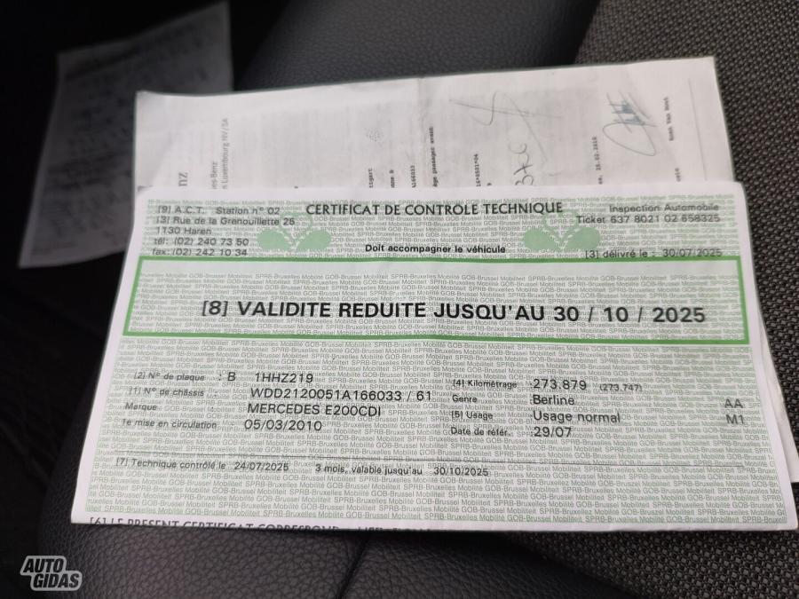 Grey Mercedes-Benz e-200 2010 in Kaunas, with an engine capacity of 2.10 L and mileage of 278 thousand km for 6500 €, photo 22 on AUTOMOTO.COM.LV